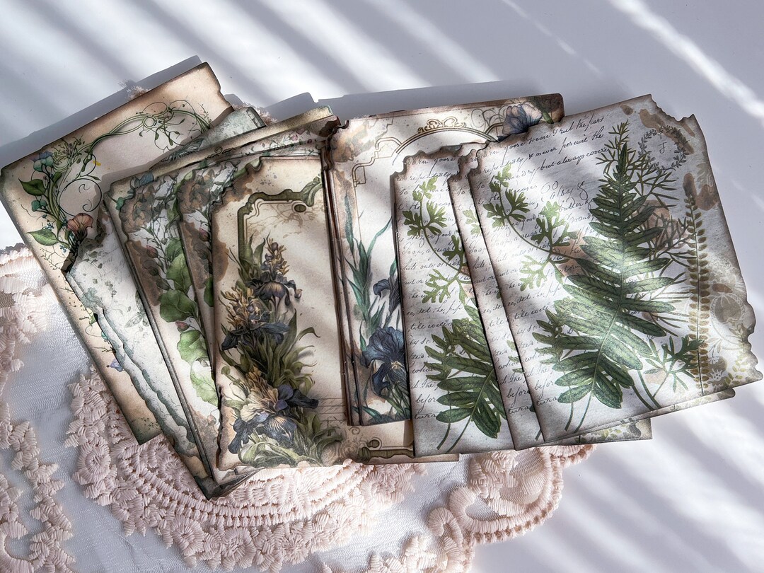 30 Pieces Green Garden Collage Paper Pack, Scrapbooking Paper, Leaves ...