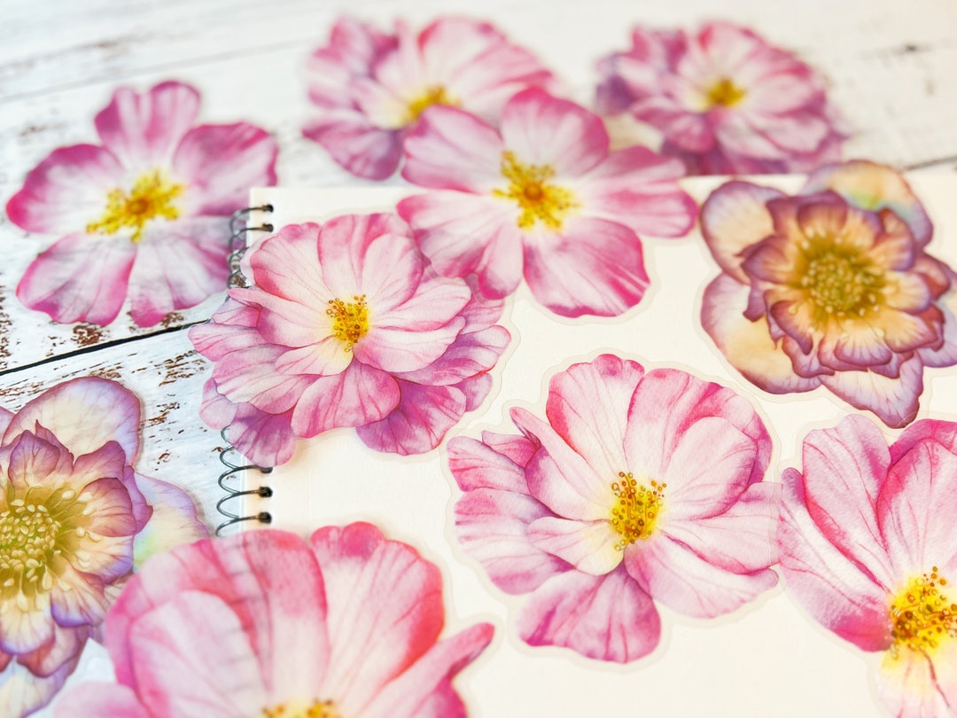 10 Pieces Large Flower Journal Sticker, Watercolour Flower Sticker ...