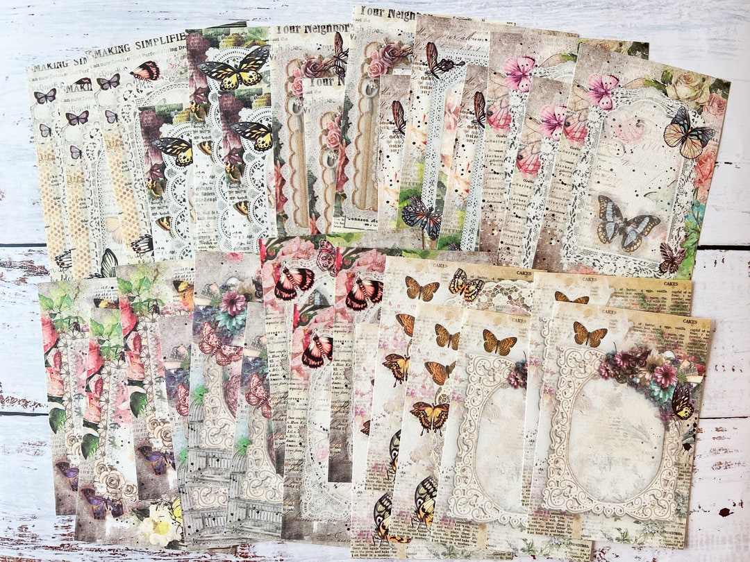 30 Pieces Butterfly Frame Collage Paper, Vintage Style Pattern Paper ...