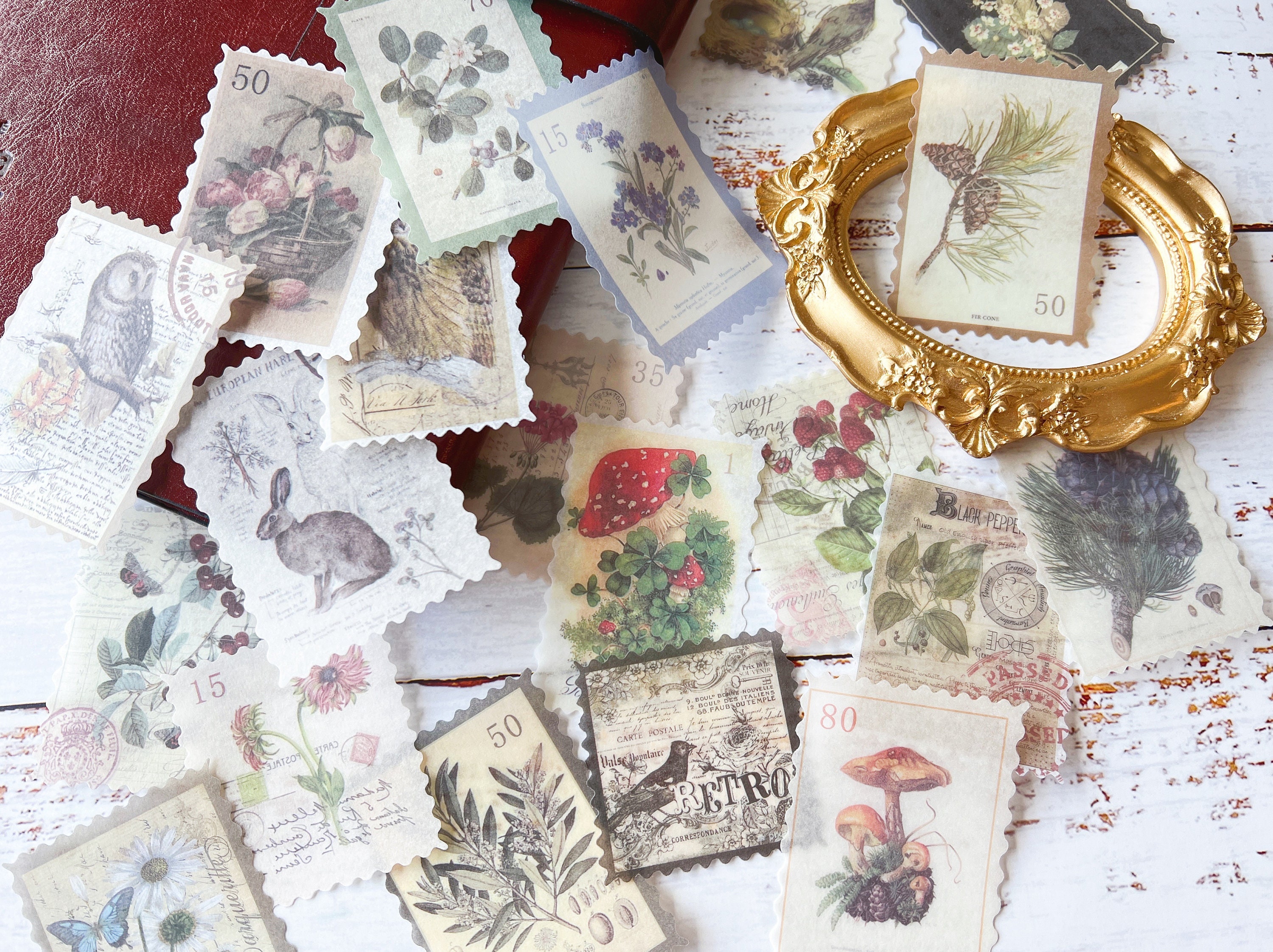 60 Pieces Vintage Stamp Sticker Pack Junk Journal Stickers - Etsy