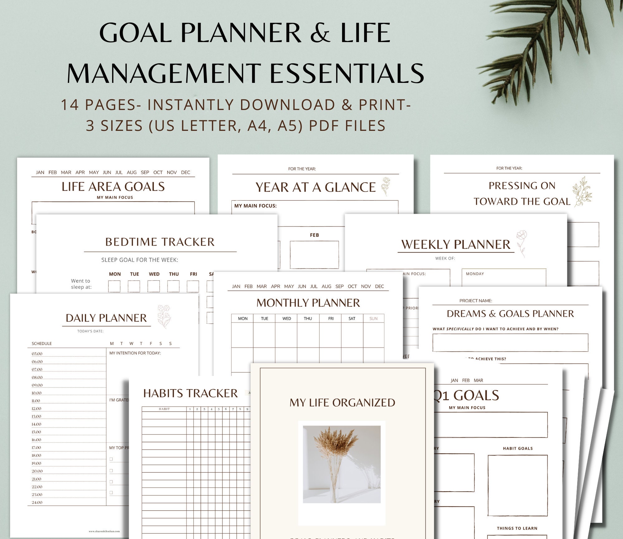 Minimalistic Goal Planner Printable, Life Management, Goal Setting ...