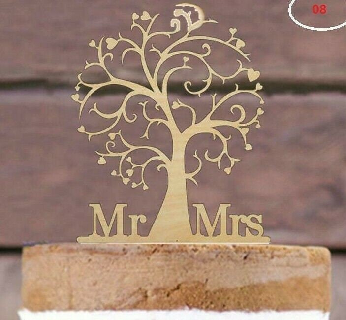 Wooden Cake Topper Laser Cut Rustic Wood Wedding Reception | Etsy