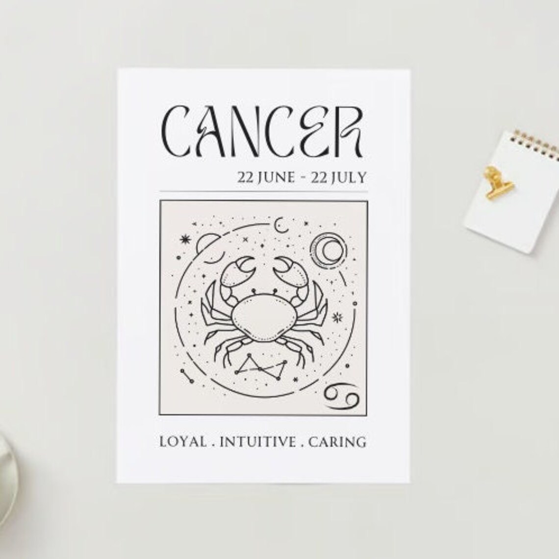 Cancer Zodiac Poster, Cancer Star Sign Gift, July Birthday Gift ...