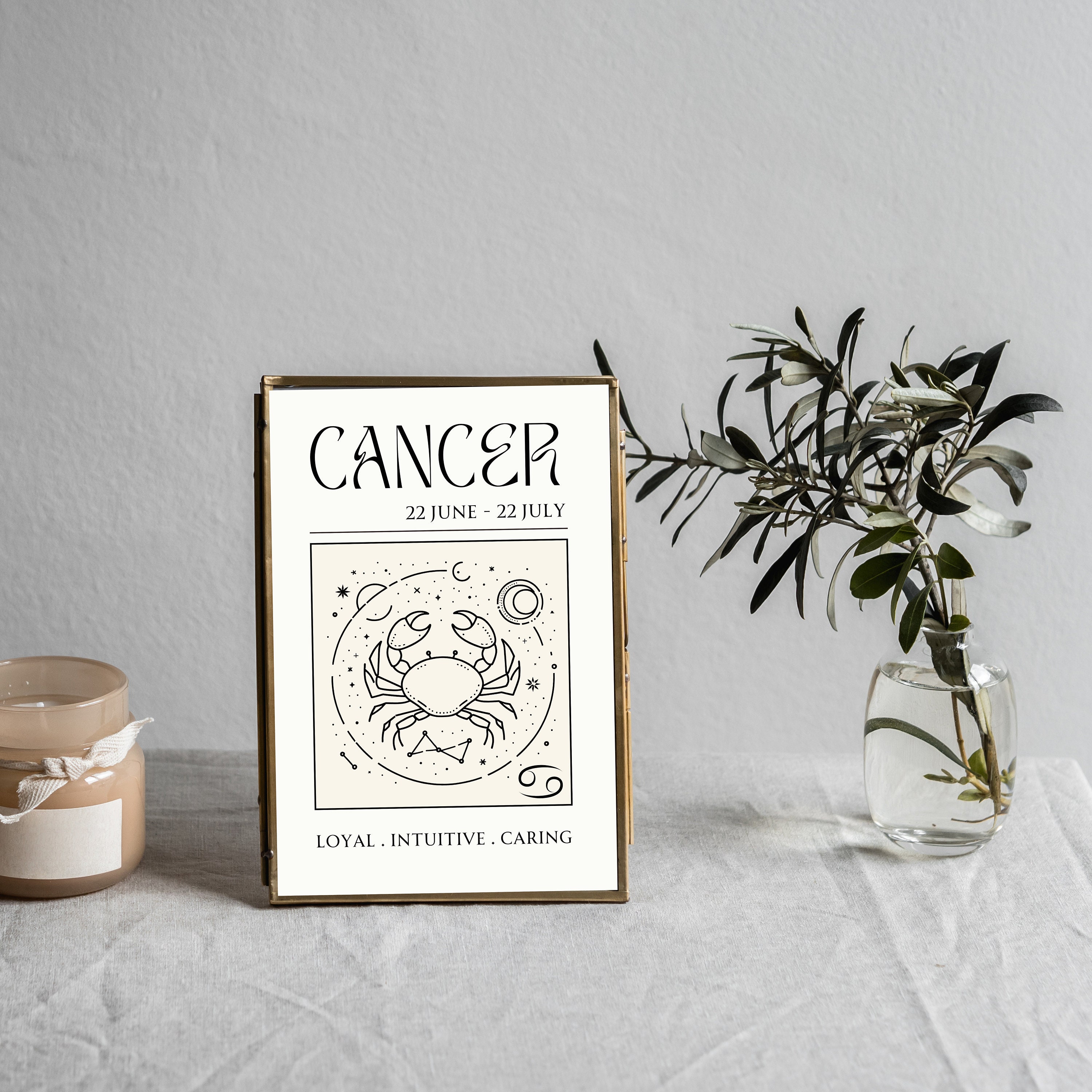 Cancer Zodiac Poster, Cancer Star Sign Gift, July Birthday Gift ...