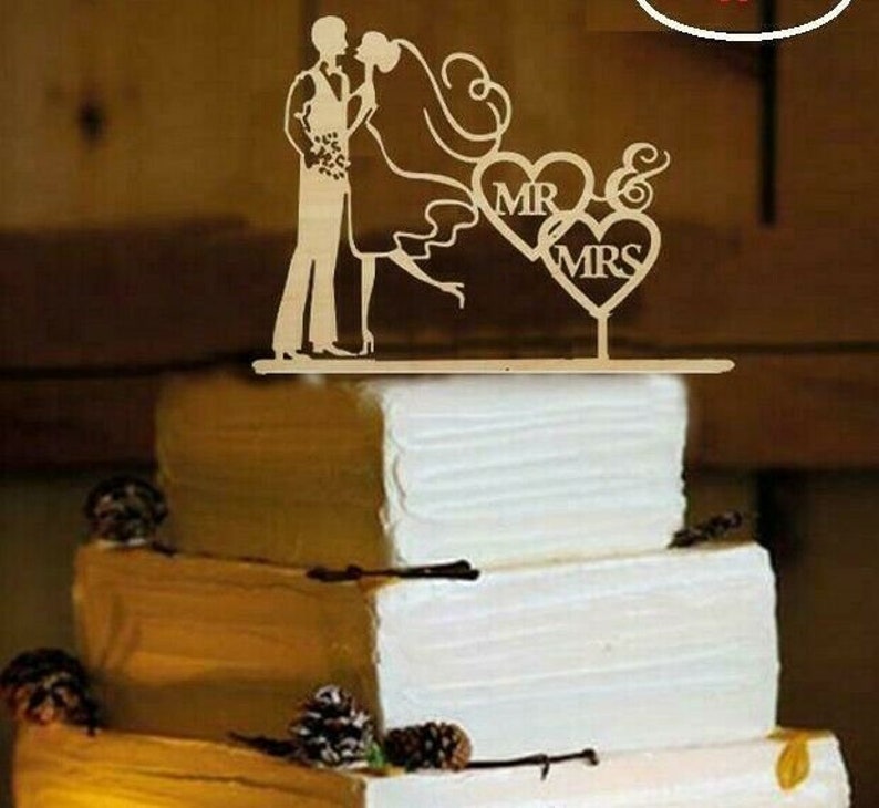 Wooden Cake Topper Laser Cut Rustic Wood Wedding Reception | Etsy