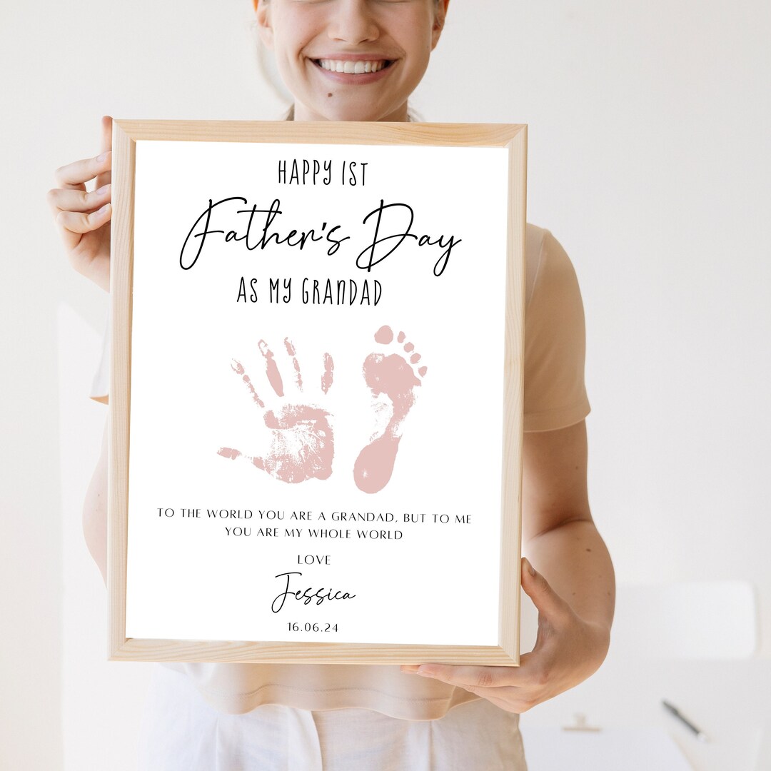 First Father's Day Grandad Handprint + Footprint Keepsake Gift, Fathers ...