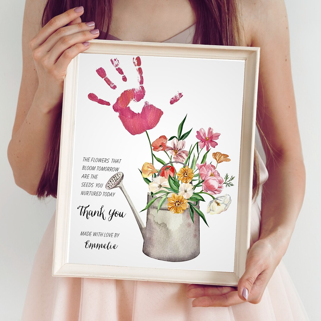 Thank You Teacher Gift, Personalised Handprint Art Printable Instant ...