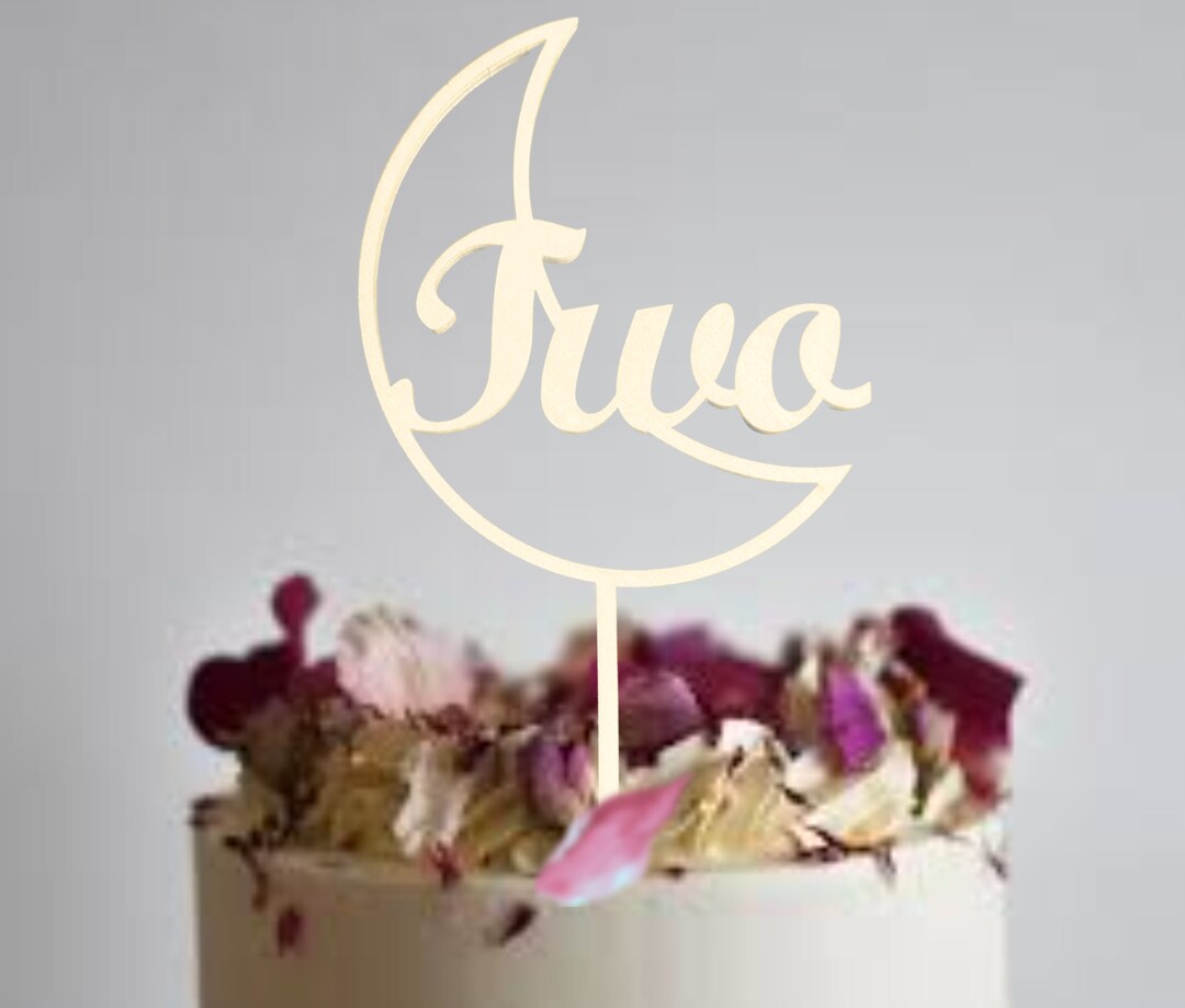 Two Wooden Cake Topper 2nd Birthday Cake Decoration, Two Year Old ...