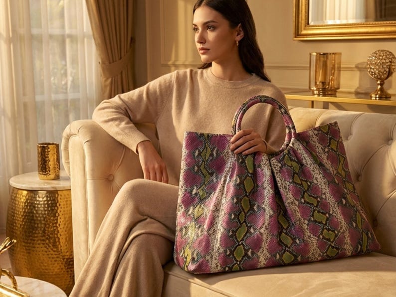 Multi Color Snakeskin Tote Bag – Large Shoulder Purse - Etsy UK