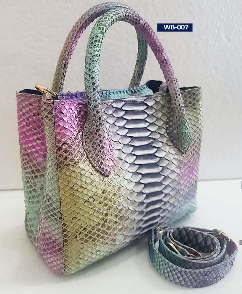 Real Colorful Python Snakeskin Purse Leather Tote Shoulder Bag - Etsy