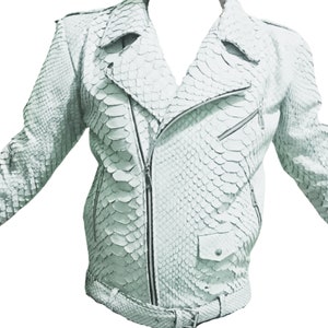 White Snakeskin Motorcycle Men's Python Leather Jacket - Etsy