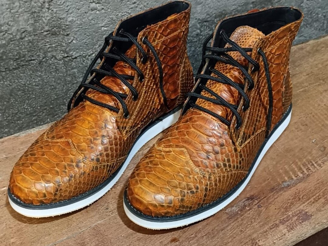 Genuine Brown Snake Skin Cowboy Boots - Etsy