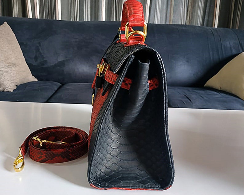 Red Black Snakeskin Python Shoulder Evening Handbags for Women - Etsy