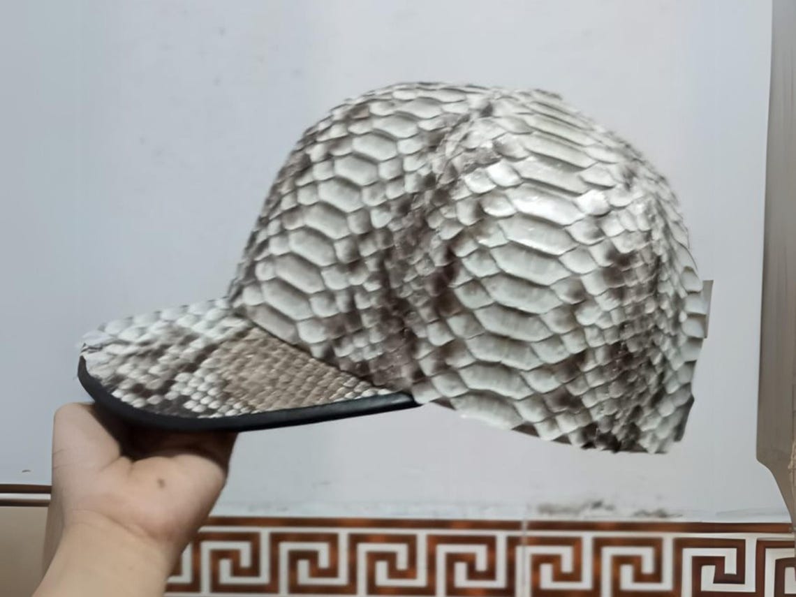 Genuine Python Snakeskin Trucker Hat: Leather Accent Cap - Etsy