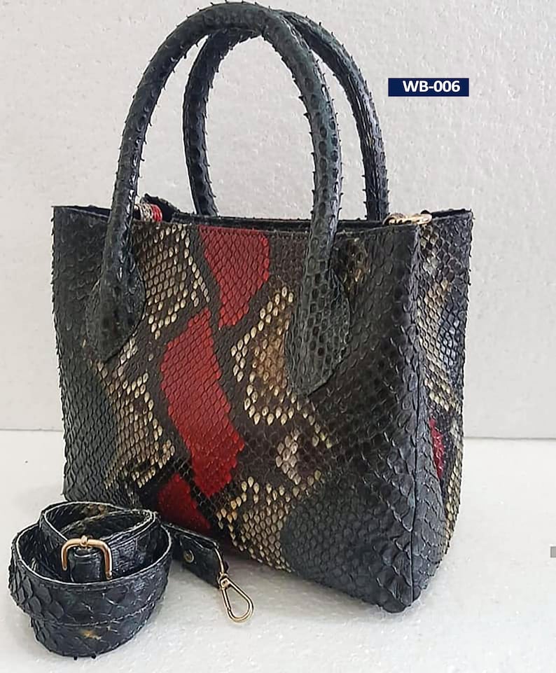 Real Colorful Python Snakeskin Purse Leather Tote Shoulder Bag - Etsy