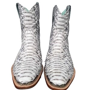 Snakeskin Python Leather Pointed Toe Ankle Cowboy Boots - Etsy