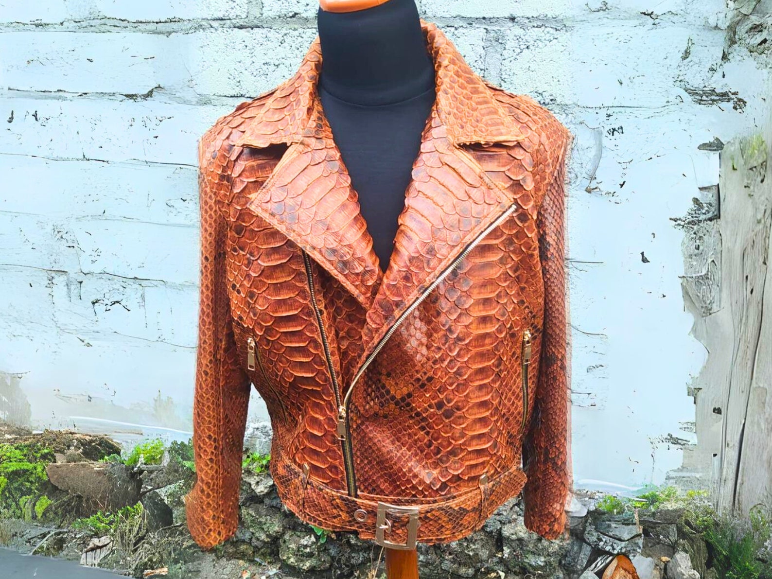 Motorcycle Leather Jacket,python Snakeskin Leather Jackets,brown ...