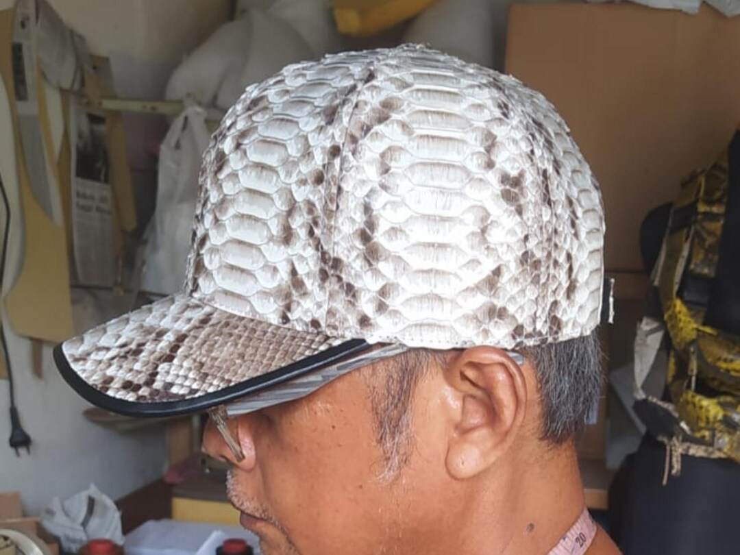 Genuine Python Snakeskin Trucker Hat: Leather Accent Cap - Etsy