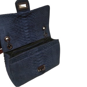 Independence Blue Snakeskin Chain Strap Purse, Genuine Python Shoulder ...