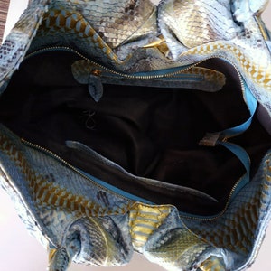 Python Snakeskin Leather Turquoise Floy Hobo Women Shoulder Bucket Bag ...