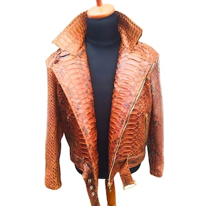 Motorcycle Leather Jacket,python Snakeskin Leather Jackets,brown ...