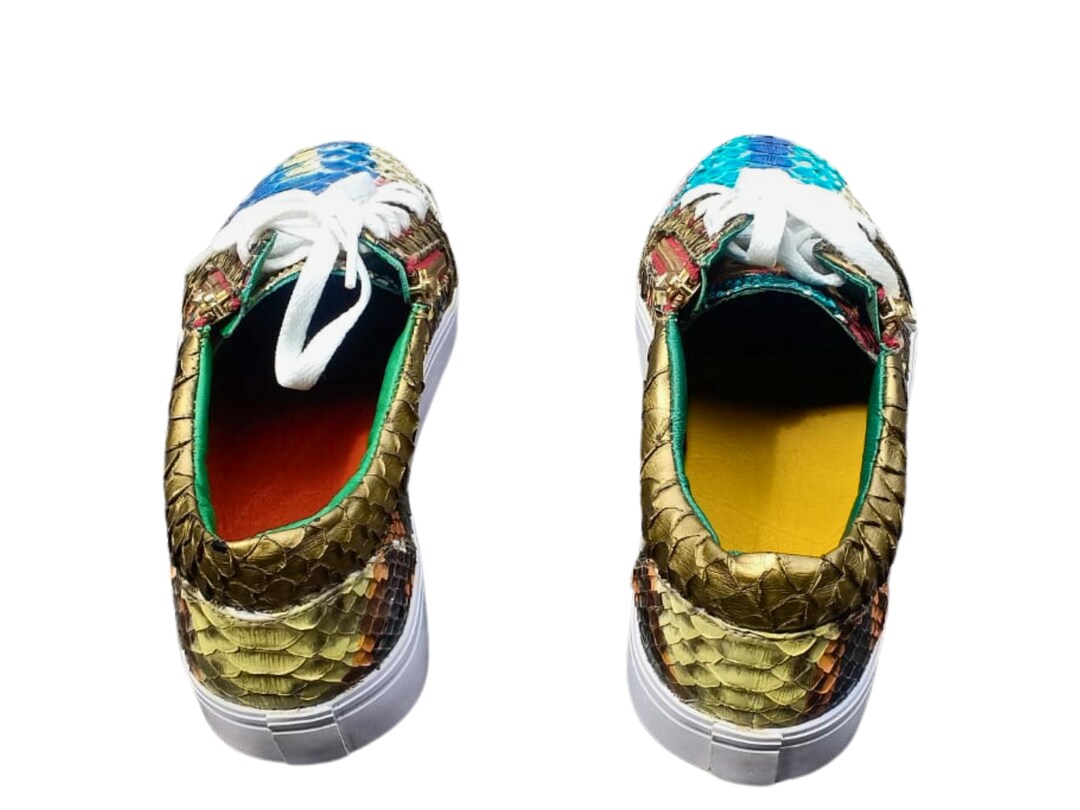 Multi Color Snakeskin Tie Sneakers Shoes - Etsy