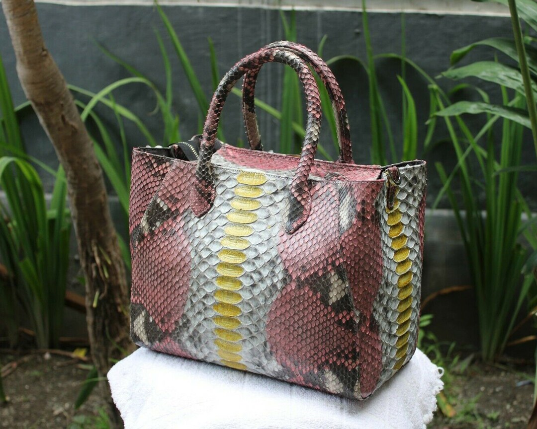Pink Python Snakeskin Tote Large Shopping Leather Handbag - Etsy