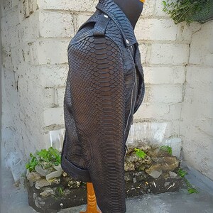 Black Snakeskin Moto Biker Jackets - Genuine Python Snake Skin Leather ...