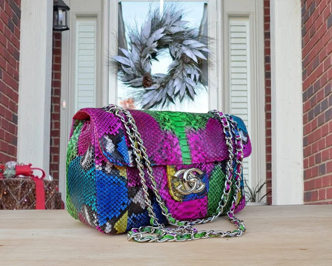 Genuine Glossy Snakeskin Python Purse Shoulder Evening Handbag - Etsy