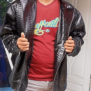 Men's Motorcycle Jacket Genuine Black Python Snakeskin Leather - Etsy