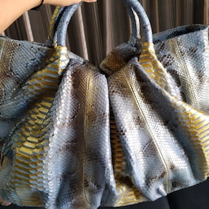 Python Snakeskin Leather Turquoise Floy Hobo Women Shoulder Bucket Bag ...