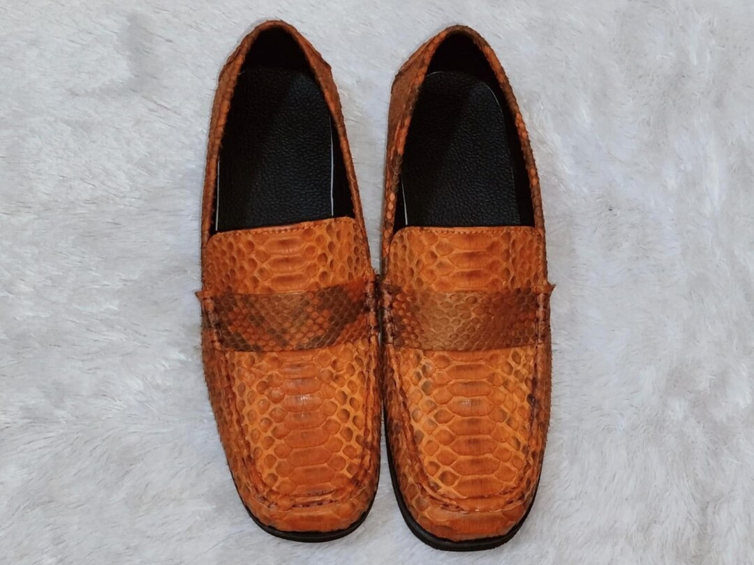 Snakeskin Loafers: Genuine Python Leather, Anti-slip Sole - Etsy