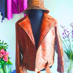 Motorcycle Leather Jacket,python Snakeskin Leather Jackets,brown ...