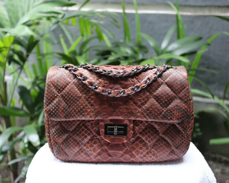Real Python Snakeskin Crossbody Women Quilted Clutch Purse - Etsy