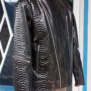 Men's Motorcycle Jacket Genuine Black Python Snakeskin Leather - Etsy