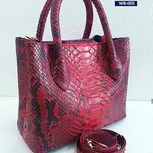 Real Colorful Python Snakeskin Purse Leather Tote Shoulder Bag for Her ...