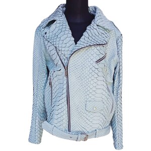 White Snakeskin Motorcycle Men's Python Leather Jacket - Etsy