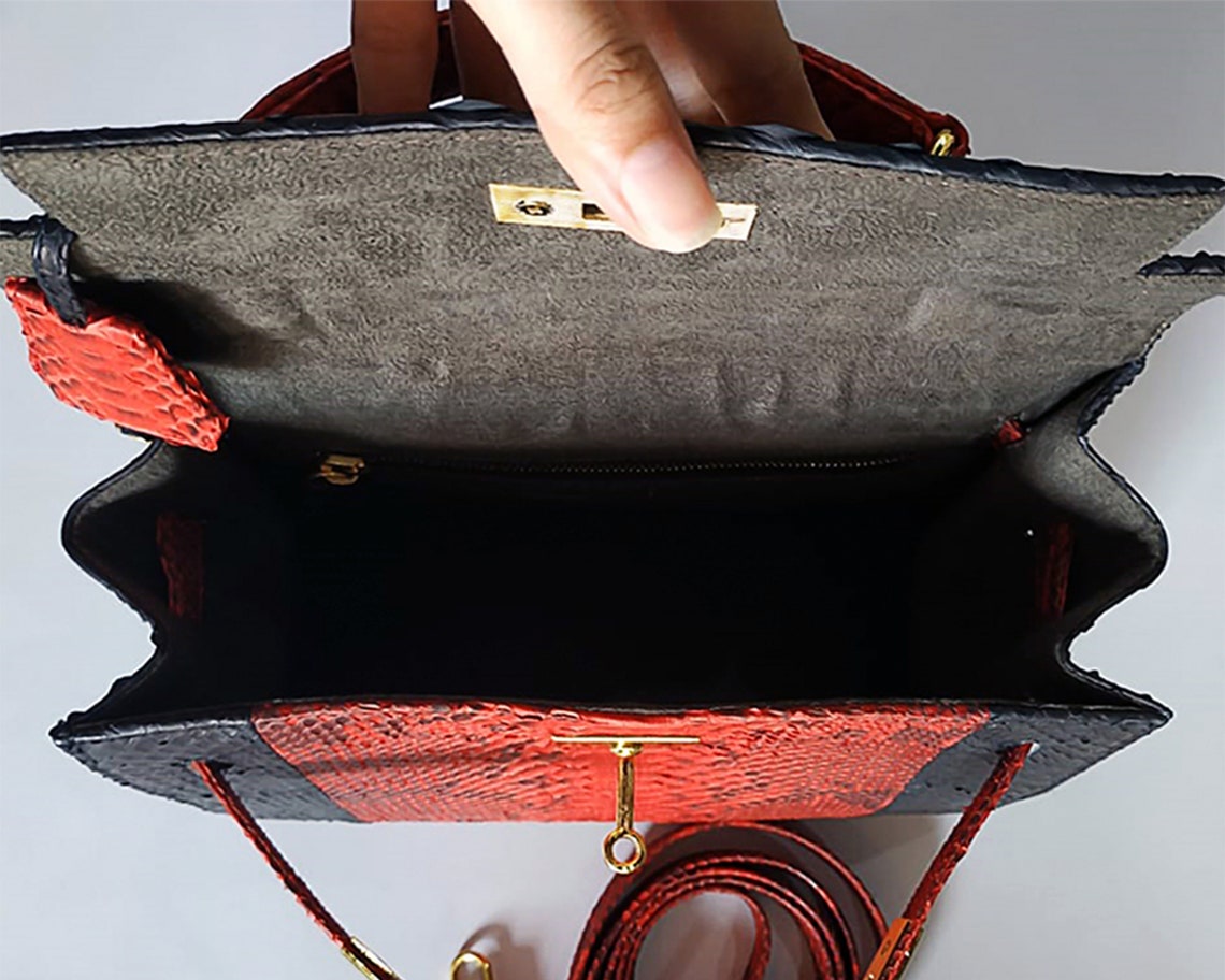 Red Black Snakeskin Python Shoulder Evening Handbags for Women - Etsy