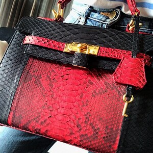 Red Black Snakeskin Python Shoulder Evening Handbags for Women - Etsy