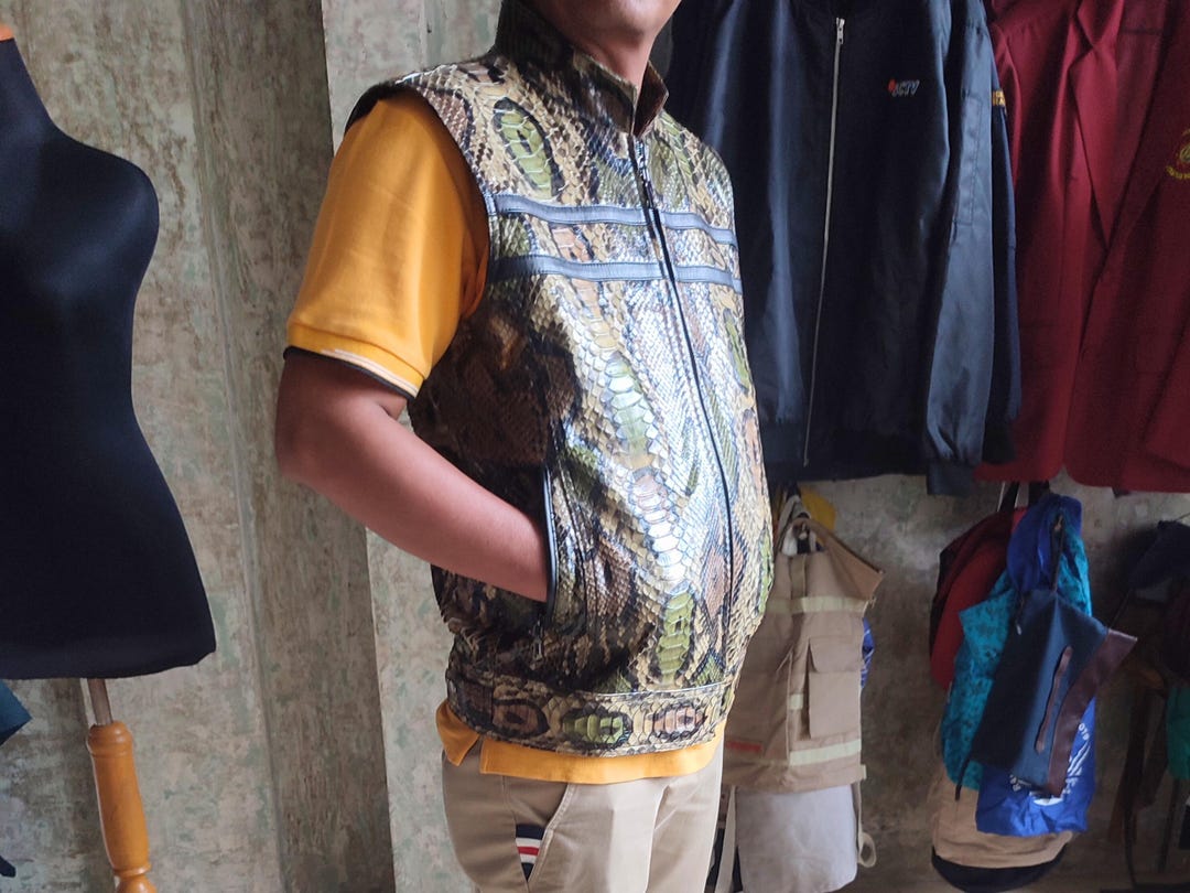 Genuine Python Snakeskin Motorcycle Leather Vest - Etsy