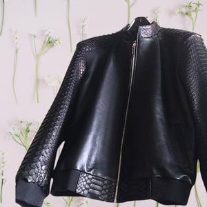Custom Snake Skin Leather Jacket - Classic Bomber Design - Etsy