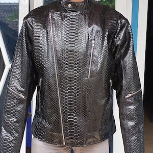 Men's Motorcycle Jacket Genuine Black Python Snakeskin Leather - Etsy