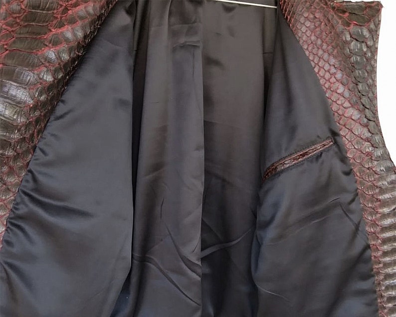 Black King Python Snakeskin Motorcycle Leather Jacket With Red - Etsy UK