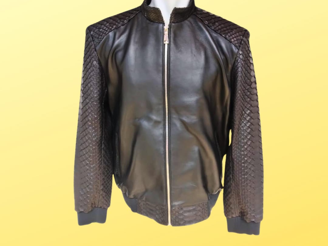Custom Snake Skin Leather Jacket - Classic Bomber Design - Etsy