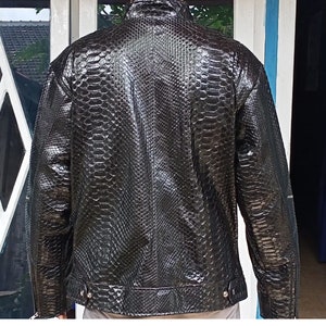 Men's Motorcycle Jacket Genuine Black Python Snakeskin Leather - Etsy