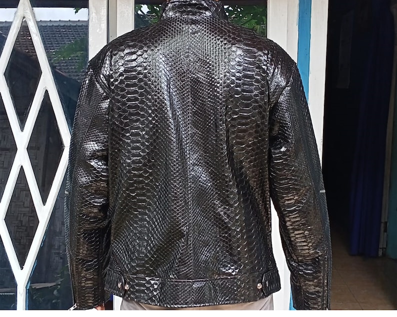 Men's Motorcycle Jacket Genuine Black Python Snakeskin Leather - Etsy