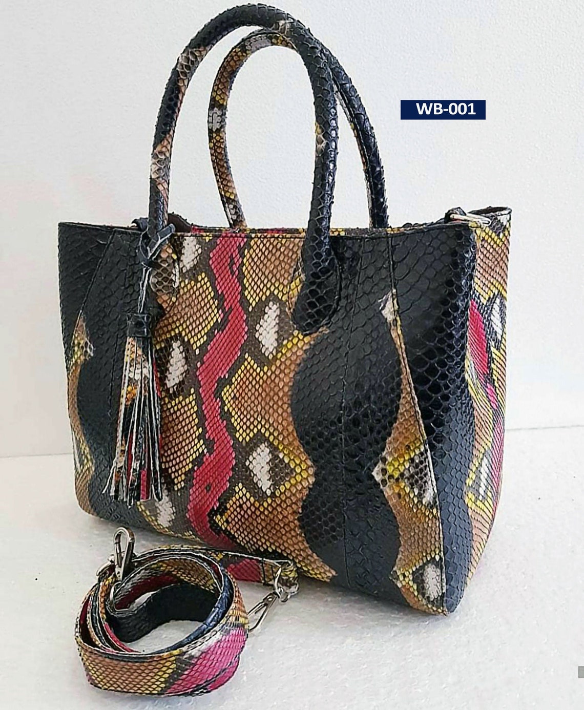 Real Colorful Python Snakeskin Purse Leather Tote Shoulder Bag - Etsy