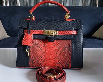Red Snakeskin Bag | Etsy