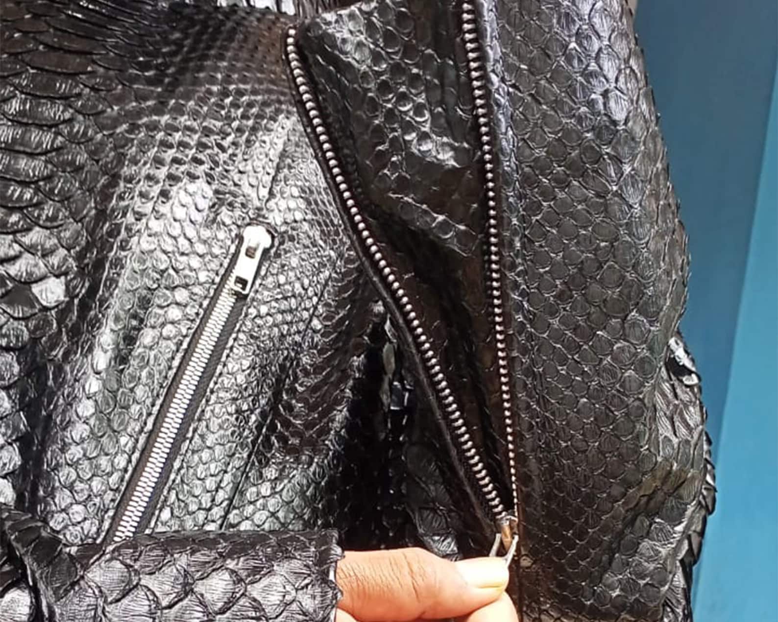 Men's Motorcycle Jacket Genuine Black Python Snakeskin Leather - Etsy