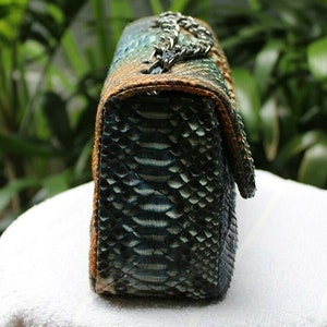 Real Python Snakeskin Crossbody Women Quilted Clutch Purse With Chain ...